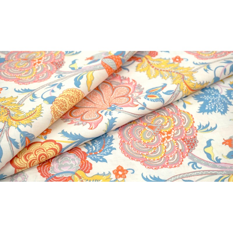 Toile à drap Imprimé - Floral Perse Bleu